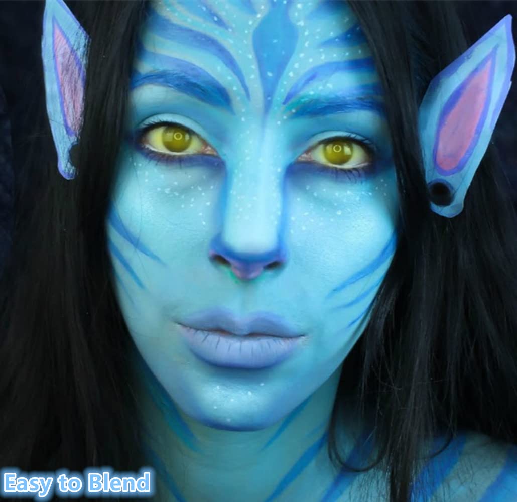 Go Ho Cream-Blendable Light Blue Face Paint Stick (1.06 Oz),Full-coverage Pale Blue Face Body Paint Stick for Halloween Cosplay SFX Corpse Bride Sally Makeup,Waterproof Blue Eye Black Stick