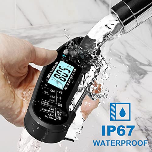 Digital Meat Thermometer with Probe, Instant Read Food Thermometer for Grilling BBQ, Kitchen Cooking, Baking, Liquids, Candy & Air Fryer - IP67 Waterproof, Backlight & Calibration - 2 Pack