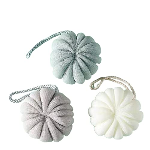 INGVY Dry Brushing Body Brush Thicken Bath Ball Exfoliating Scrubber Shower Mesh Foaming Body Back Skin Cleaning Tool Bathroom Accessories Exfoliating Sponge (Color : Blue)