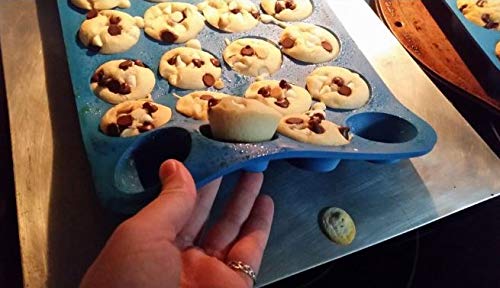 KPKitchen Silicone Mini Muffin Pan - 24 Cup Nonstick, Includes Free Mini Muffin Paper Cups - Ideal for Cupcakes, Muffins, Fat Bombs & More