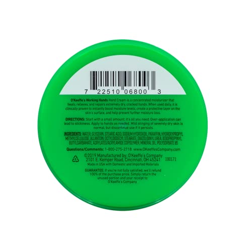 O'Keeffe's K0680001-2 Working Hands Hand Cream in Jar (2 Pack), 6.8 oz