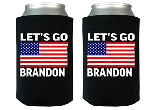 Rogue River Tactical Funny Neoprene Lets Go Brandon Collapsible Beer Can Bottle Beverage Cooler Sleeves 2 Pack