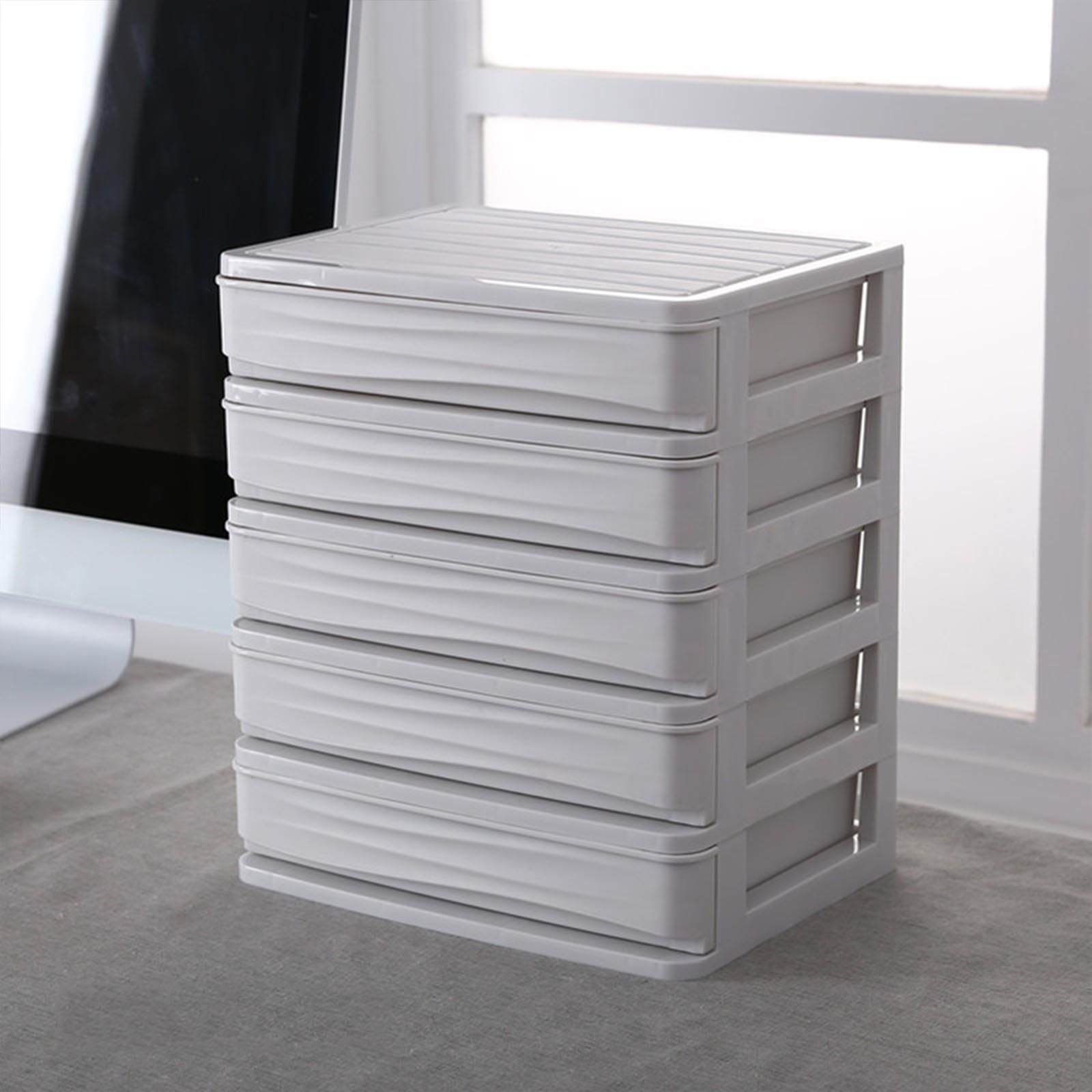 White Organizer with Drawers，Flat File Storage，Desktop Drawer Cabinet，PP Material, Sturdy and Durable, Suitable for Various Office Supplies, Craft Supplies, School Supplies, (Color : White, Size : 3