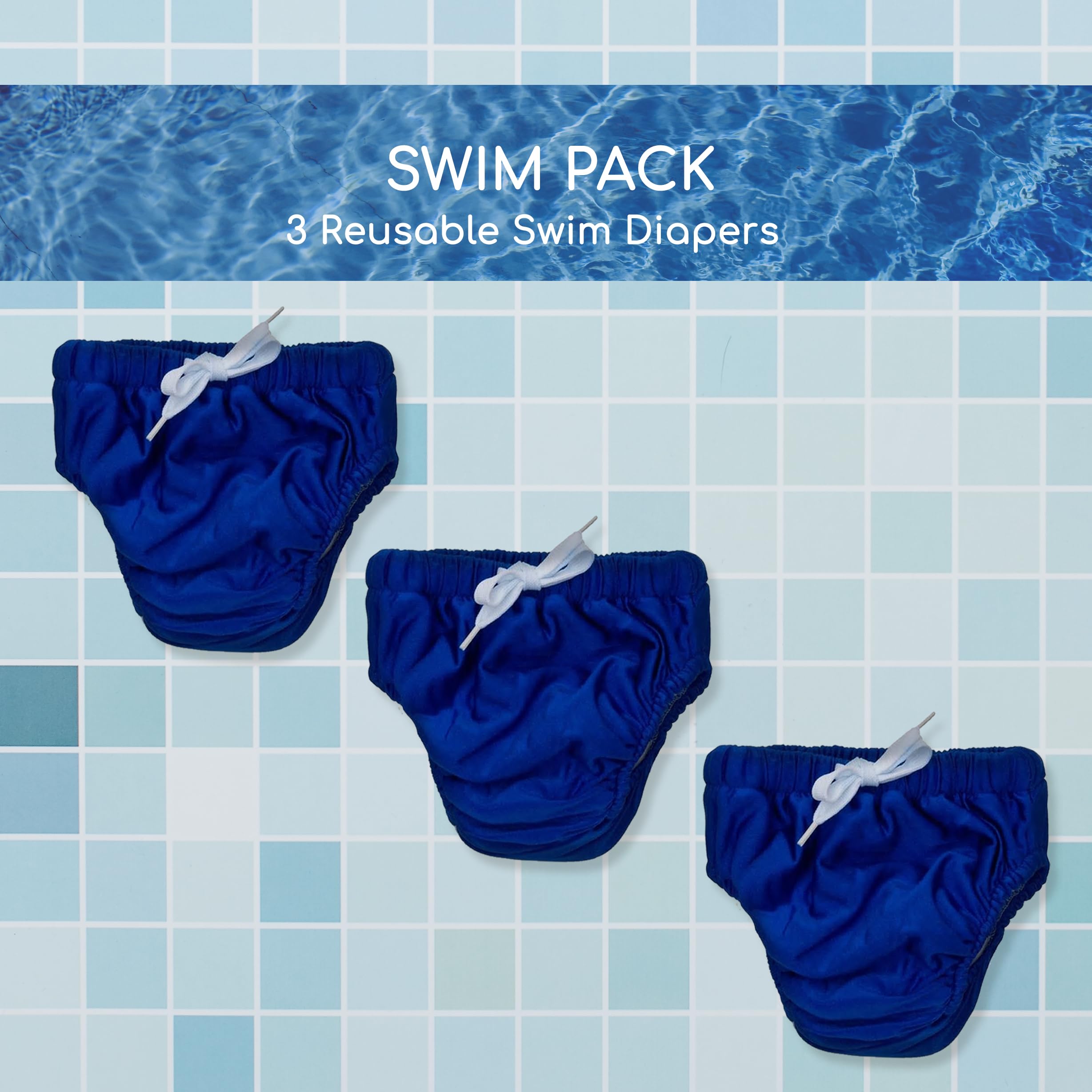 KaWaii Baby Unisex Infant Toddler Swim Diapers, Reusable Swimming Pants Mesh Inner, 3-Pack (S,M,L) 12-40 lbs