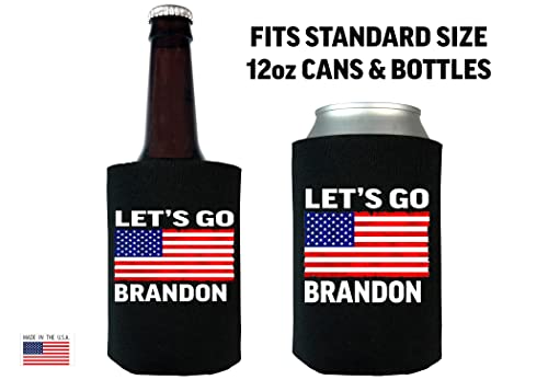 Rogue River Tactical Funny Neoprene Lets Go Brandon Collapsible Beer Can Bottle Beverage Cooler Sleeves 2 Pack
