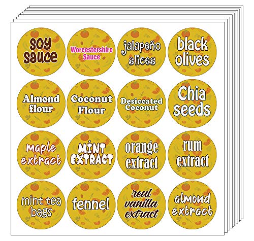 Creanoso Kitchen Ingredients Item Labels Text Stickers (20-Sheet) β Gift Giveaways Stickers for Chefs β Premium Quality Design Food Label Stickers for Kitchen β Unique Rewards Incentives for Men Women