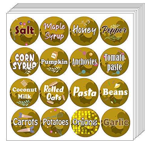 Creanoso Kitchen Ingredients Item Labels Text Stickers (20-Sheet) β Gift Giveaways Stickers for Chefs β Premium Quality Design Food Label Stickers for Kitchen β Unique Rewards Incentives for Men Women