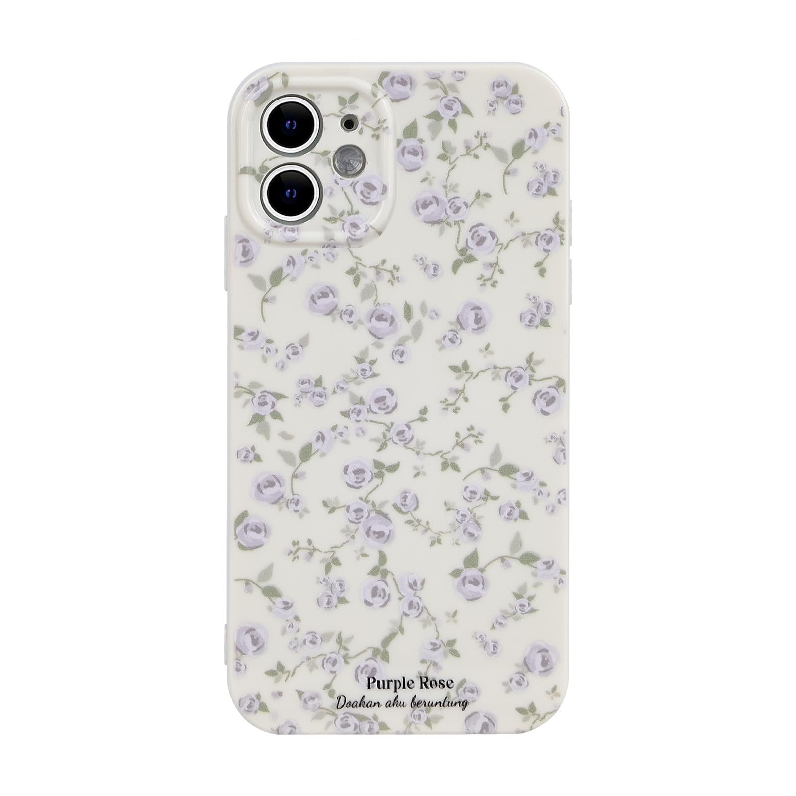 Ownest Compatible with iPhone 12 Case Vintage Floral Rose Pattern Cute Design for Women Girls Fashion Slim Soft Flexible TPU Rubber for iPhone 12-White