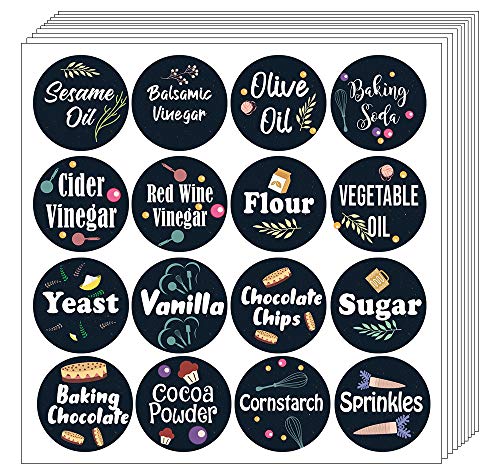 Creanoso Kitchen Ingredients Item Labels Text Stickers (20-Sheet) β Gift Giveaways Stickers for Chefs β Premium Quality Design Food Label Stickers for Kitchen β Unique Rewards Incentives for Men Women