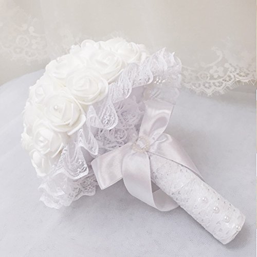 J-Rijzen Artificial Flowers 100PCS 3CM Mini Fake Roses for DIY Wedding Bouquets Centerpieces Party Baby Shower Home Decorations (White)