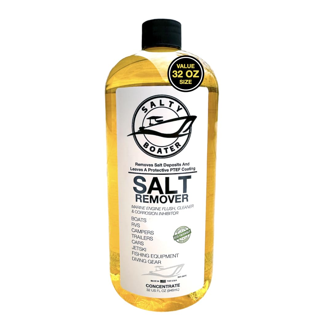Salty Boater - Salt Remover for Boats - Boat Soap Marine - Salt Away for Boats - Salt Remover Engine Flush - Boat Cleaner - Boat Cleaning Supplies (32oz) Color May Vary