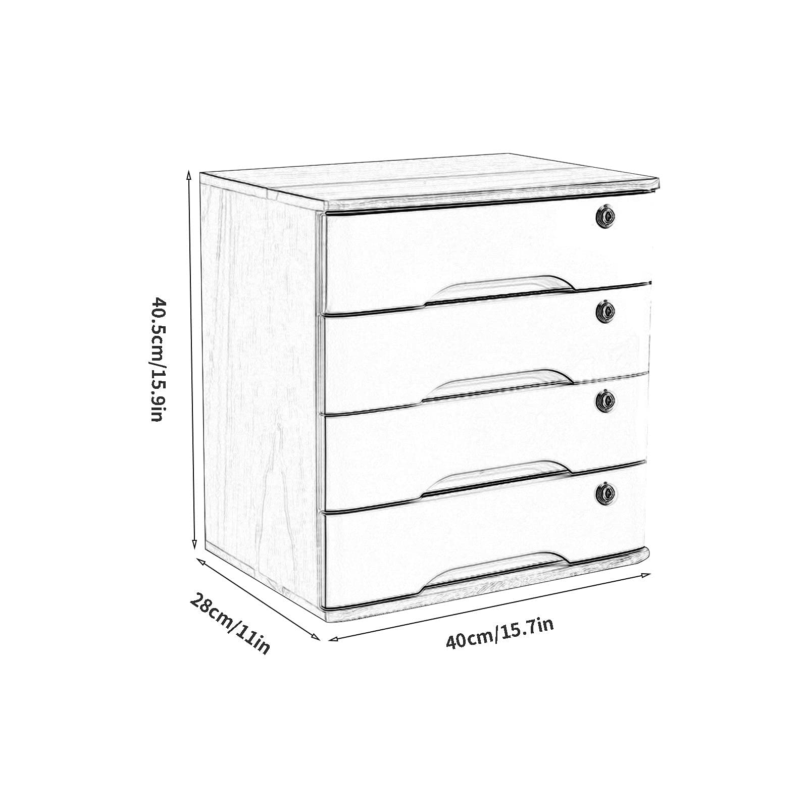 Desktop File Cabinet - Desktop Storage Box with Drawers, with Lockable Drawers Wooden Desktop Storage Box, Office Supplies A4 File Organizer, 4 Tier Flat File Cabinet (Color : B)