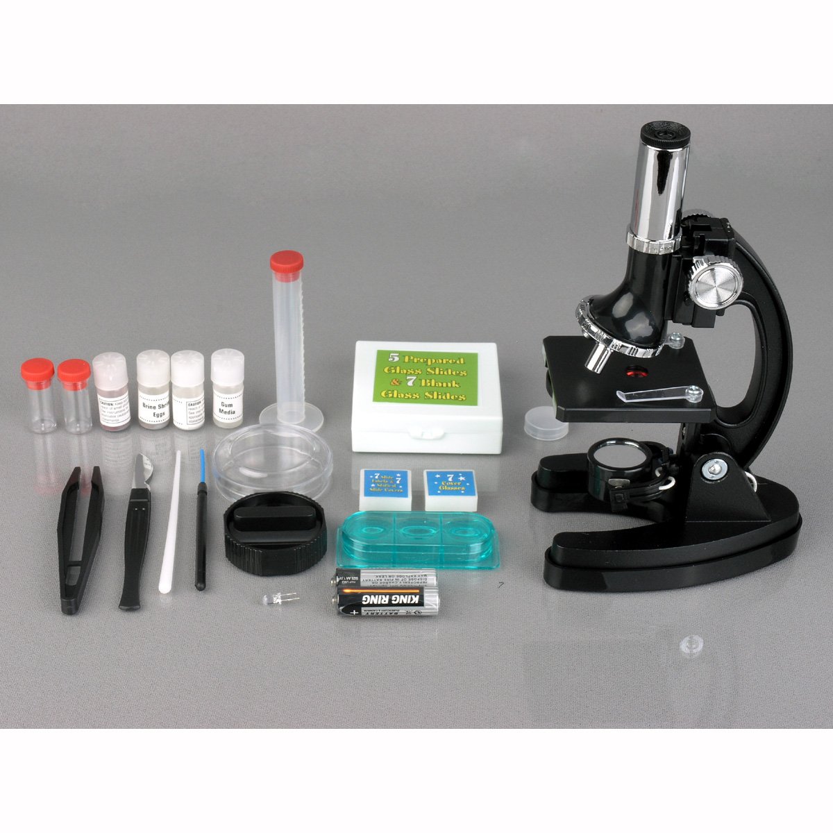 AmScope - 120X-1200X Kids 52 pc Microscope Science Kit + World of The Microscope Book - M30-ABS-KT2-WM - Black