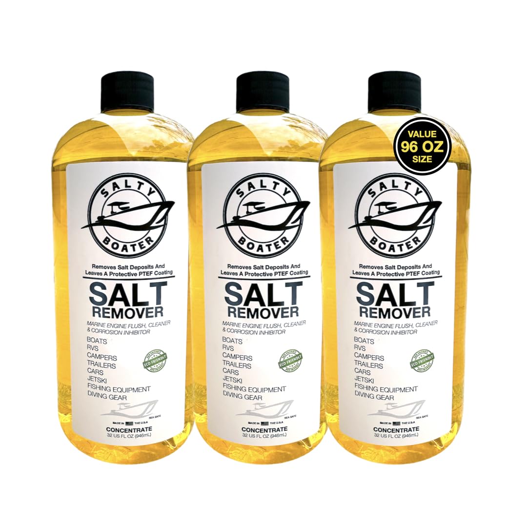 Salty Boater Salt Off Concentrate - 96 fluid ounces - Salt Remover For Boats & Marine Engine Flush for Boats, Vehicles, Trailers - Winterize Cleaner & Boat Wash - Wash Salt Away With or Without Cannon