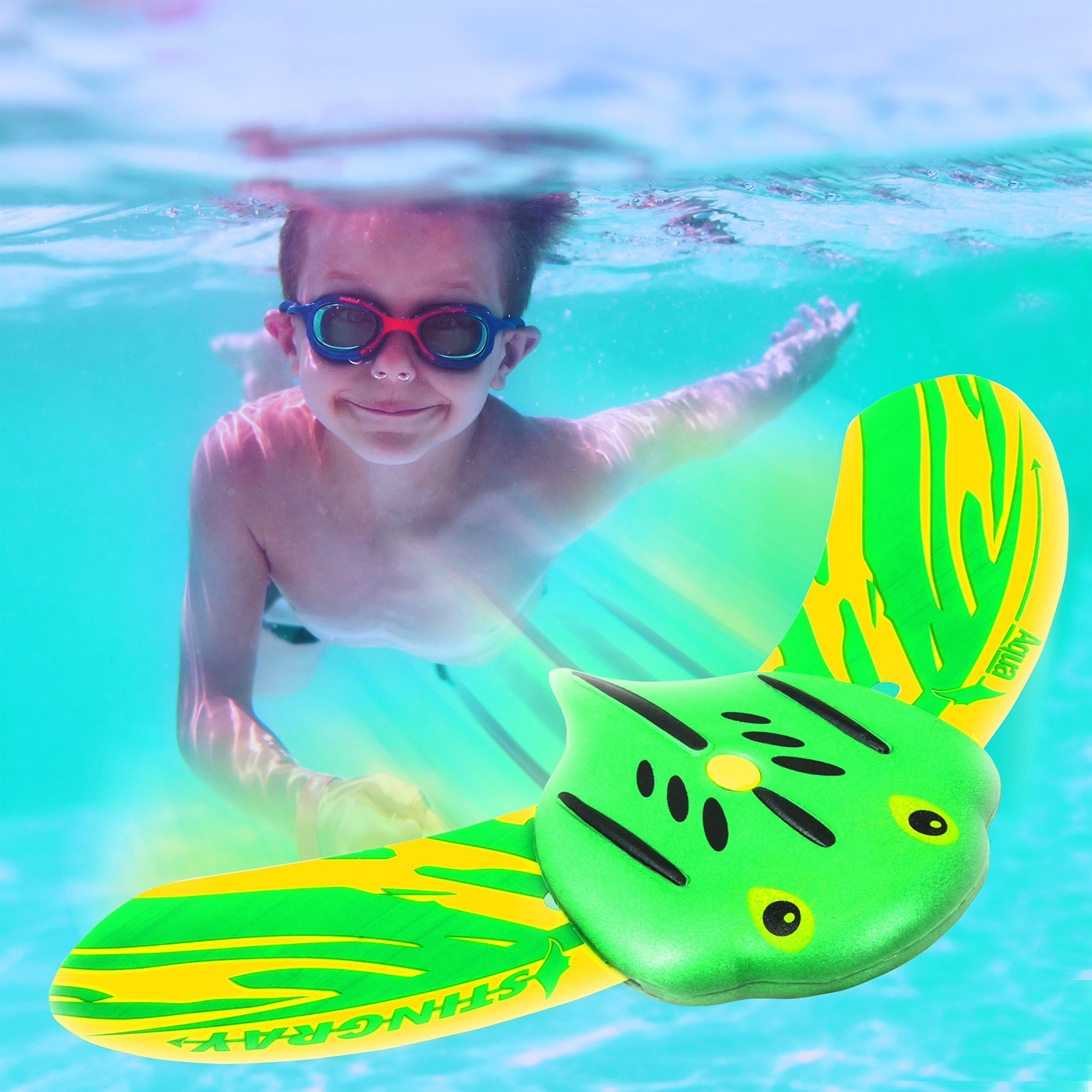 Aqua Mini Stingray Gliders - 2 Pack - Underwater Pool Toys with Adjustable Fins Travel Up to 40 Feet