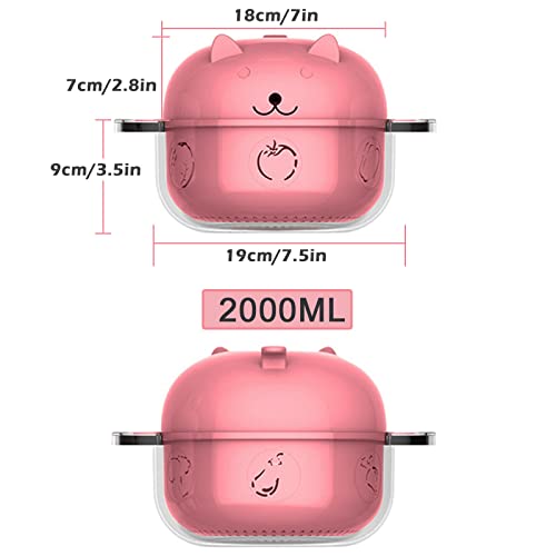 ZYXGOGOGO 2000ML/68OZ Microwave Ramen Bowl, Noodle Bowl with Strainer and Handle , Multifunctional Bowl for Cooking, Rinse,Storage. (Pink)
