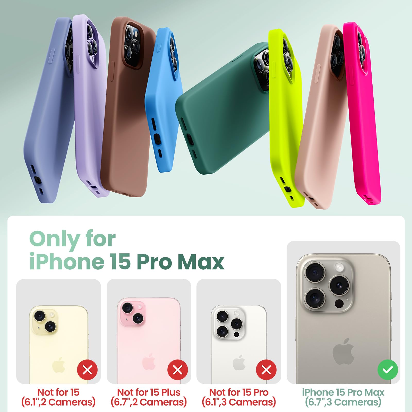 Cordking Designed for iPhone 15 Pro Max Case, Silicone Ultra Slim Shockproof Phone Case with [Soft Anti-Scratch Microfiber Lining], 6.7 inch, White
