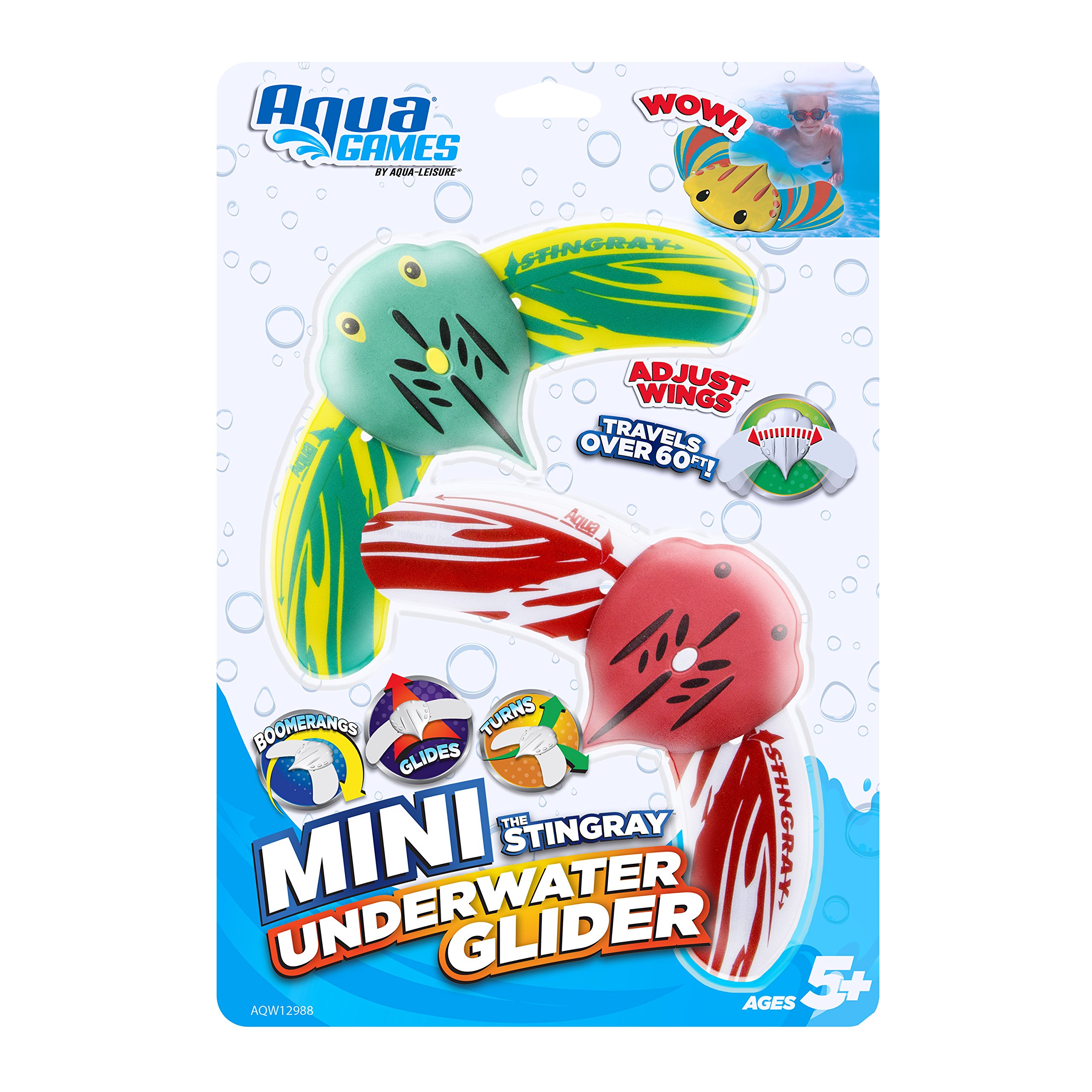 Aqua Mini Stingray Gliders - 2 Pack - Underwater Pool Toys with Adjustable Fins Travel Up to 40 Feet