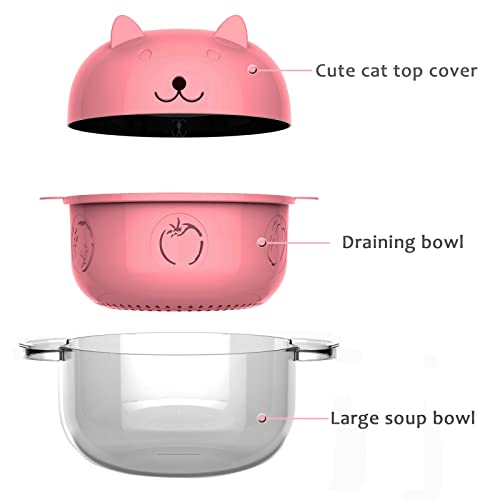 ZYXGOGOGO 2000ML/68OZ Microwave Ramen Bowl, Noodle Bowl with Strainer and Handle , Multifunctional Bowl for Cooking, Rinse,Storage. (Pink)