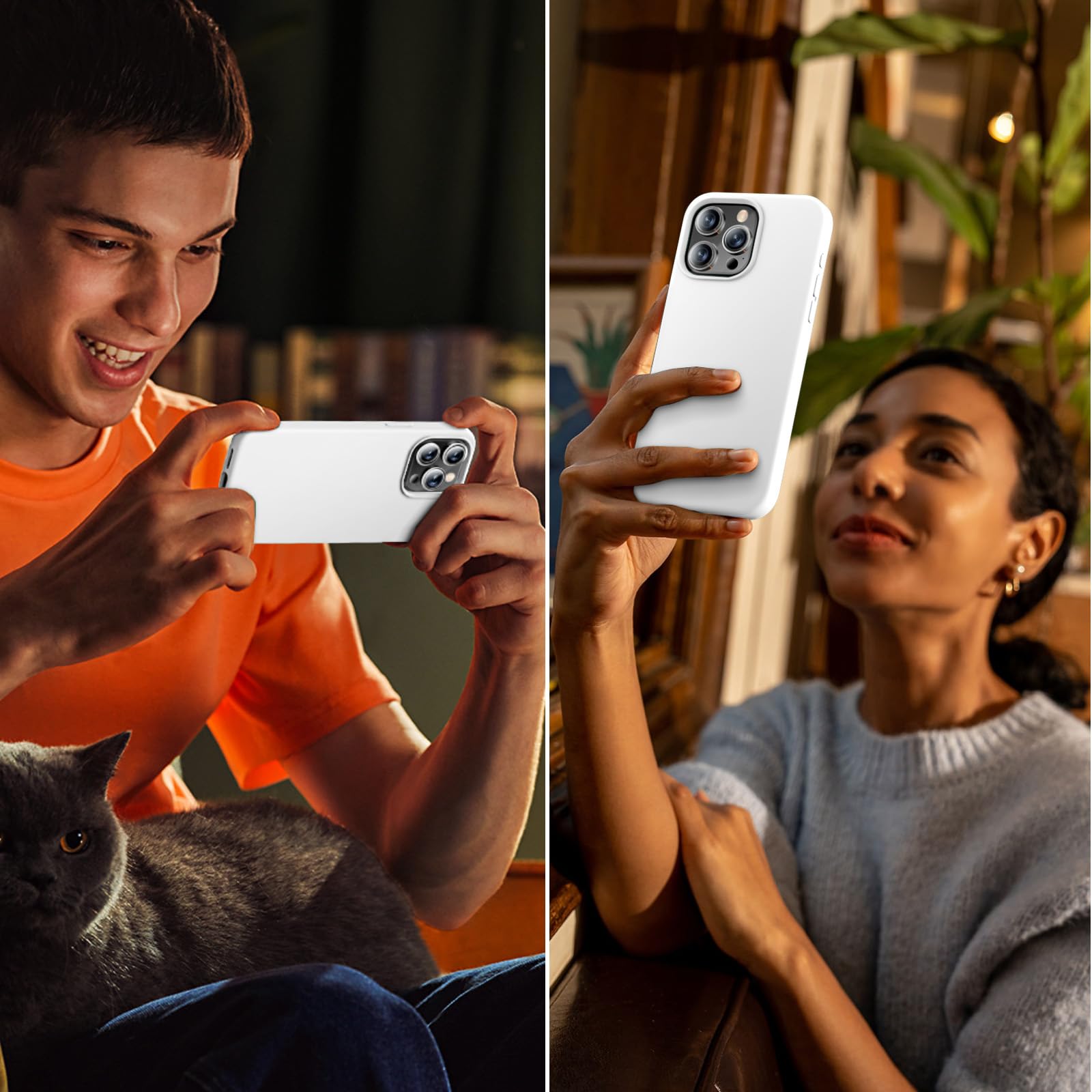 Cordking Designed for iPhone 15 Pro Max Case, Silicone Ultra Slim Shockproof Phone Case with [Soft Anti-Scratch Microfiber Lining], 6.7 inch, White