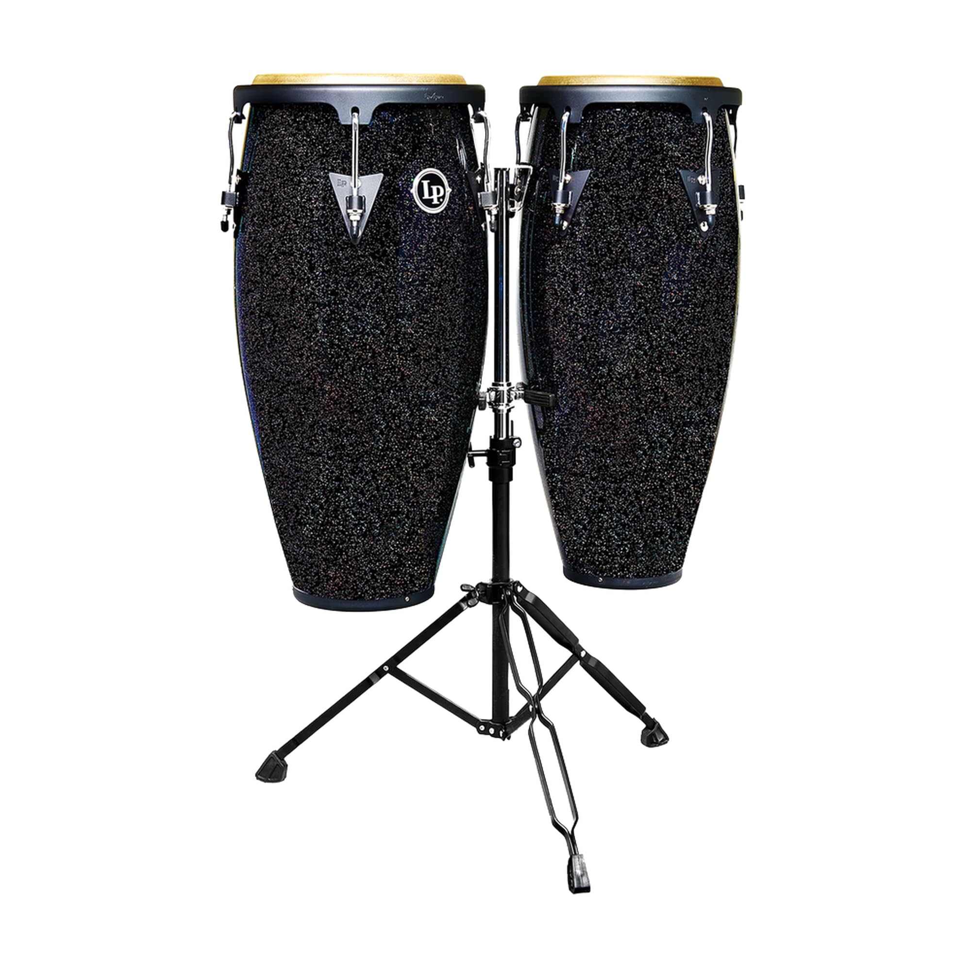 LP Aspire Series 10/11" Black Magic Conga Set Black Galaxy Sparkle Lacquer w/Stand