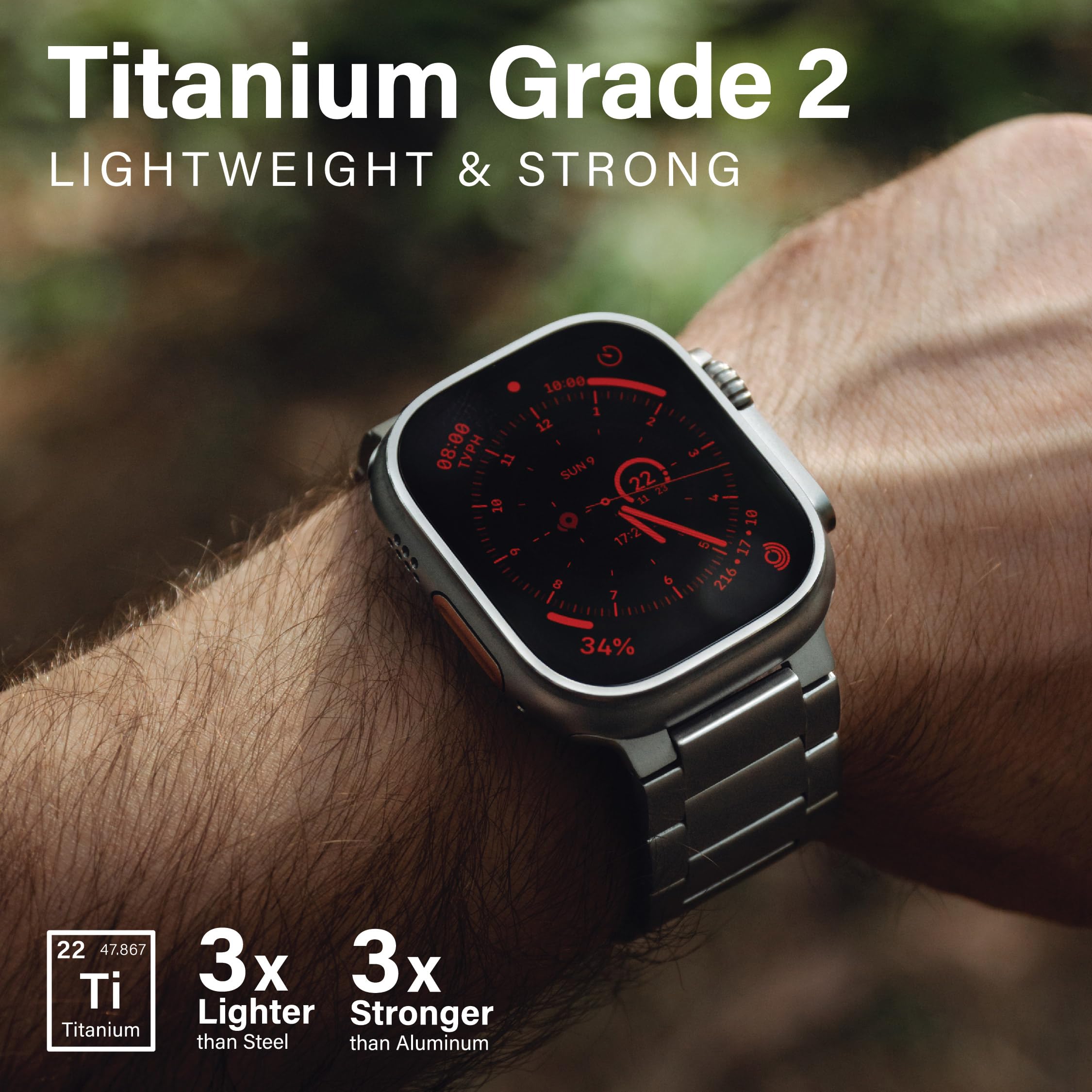 KORDIZ Titanium Band - Compatible for Apple Watch ULTRA 49mm - Titanium Metal Watch Strap with Double Button Clasp for iWatch Bands (ULTRA T01 Max, Titanium), ULTRA Silver