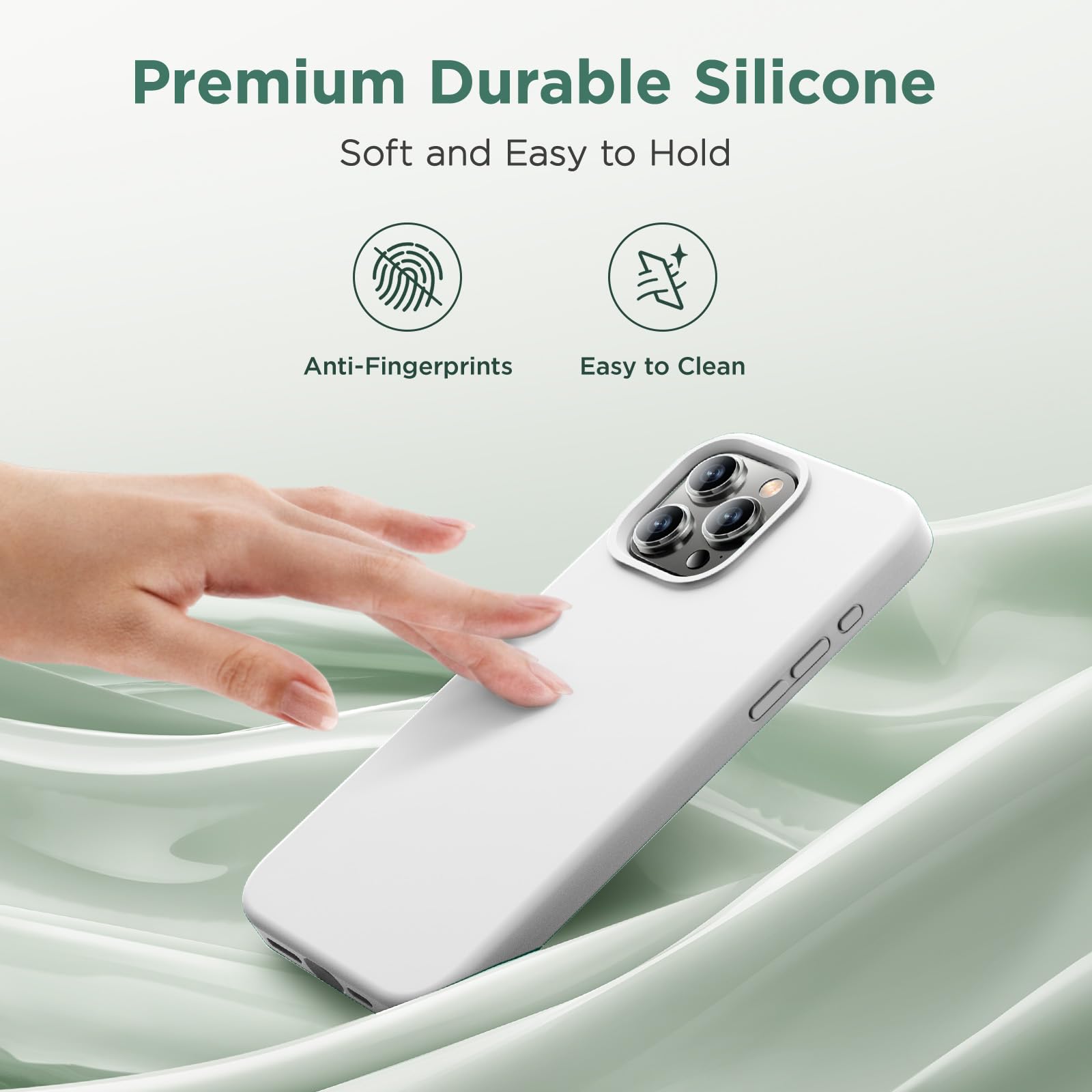 Cordking Designed for iPhone 15 Pro Max Case, Silicone Ultra Slim Shockproof Phone Case with [Soft Anti-Scratch Microfiber Lining], 6.7 inch, White