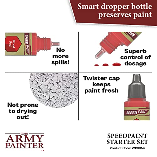 The Army Painter Speedpaint Starter Set - 10x18ml Speed Model Paint Kit Pre Loaded with Mixing Balls and 1 Brush Model Paint Set for Plastic Models with Free Bonus Item…