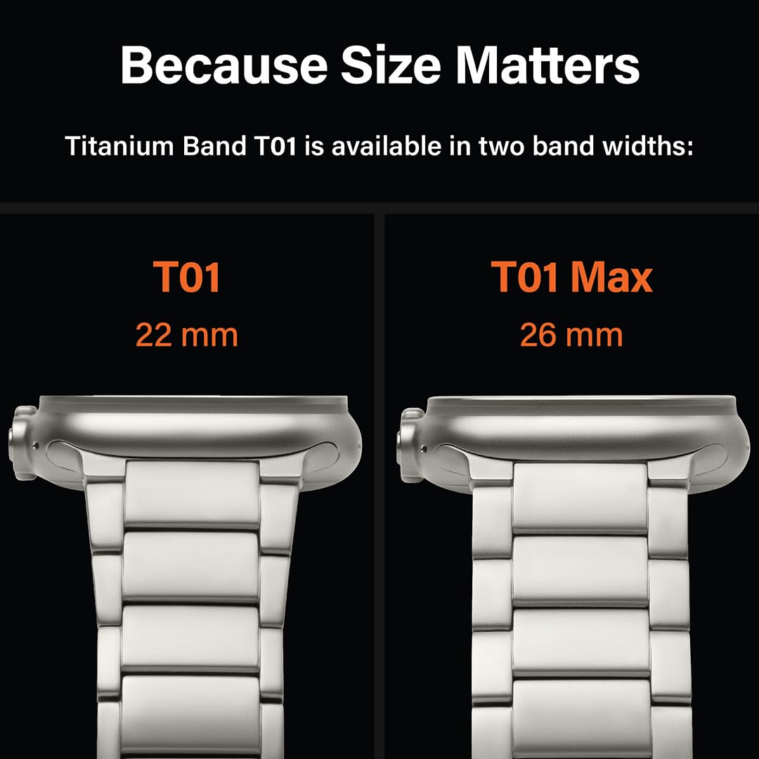KORDIZ Titanium Band - Compatible for Apple Watch ULTRA 49mm - Titanium Metal Watch Strap with Double Button Clasp for iWatch Bands (ULTRA T01 Max, Titanium), ULTRA Silver