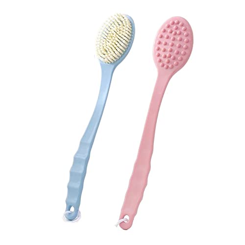 INGVY Dry Brushing Body Brush Bath Brush Body Exfoliating Purifier Long Handle Body Back Massage Shower Spa Foam Bath Accessories Body Cleansing Brush (Color : Pink)