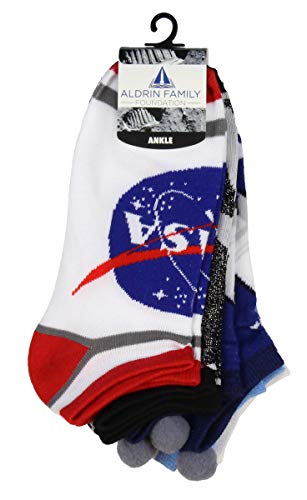 NASA Buzz Aldrin Family Foundation Mens And Womens 5 Pack Ankle Socks