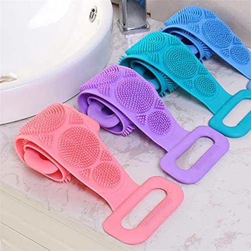 INGVY Dry Brushing Body Brush Body Sponge Silicone Brush Bath Towel Bath Gel Bath Cleansing Brush Massage Bath Exfoliating Cleansing Brush Bathroom Utensils (Color : Purple)