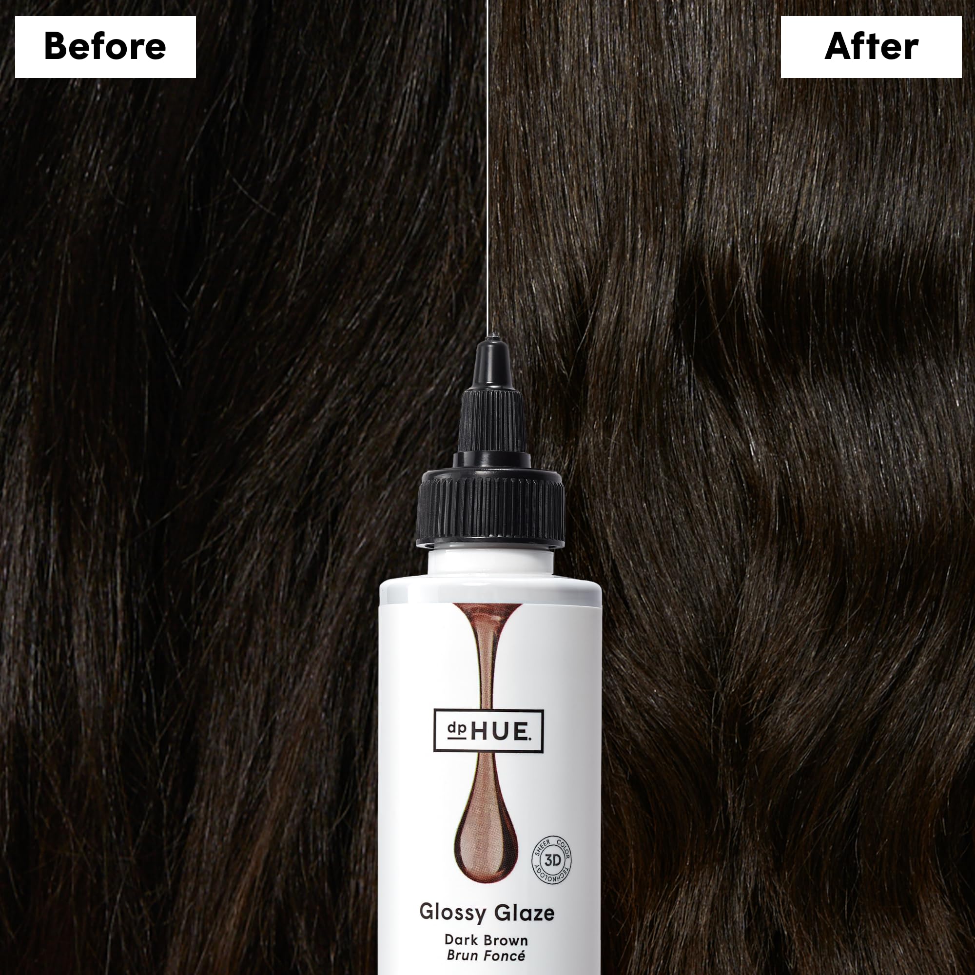 dpHUE Glossy Glaze, Dark Brown - 4 fl oz - In-Shower Conditioning Glaze for Luminous Shine & Sheer Color - Paraben, SLS & SLES Sulfate Free - Leaping Bunny Certified