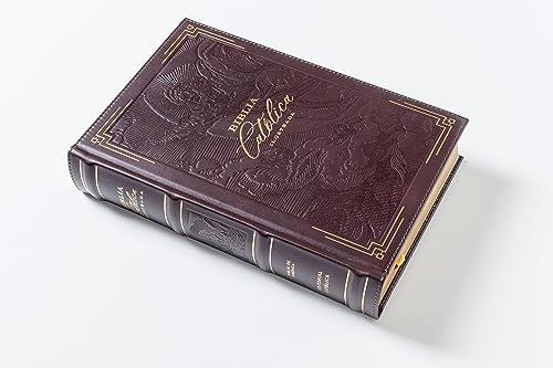Biblia Católica, Ilustrada, Piel genuina, Café, Comfort Print (Spanish Edition)