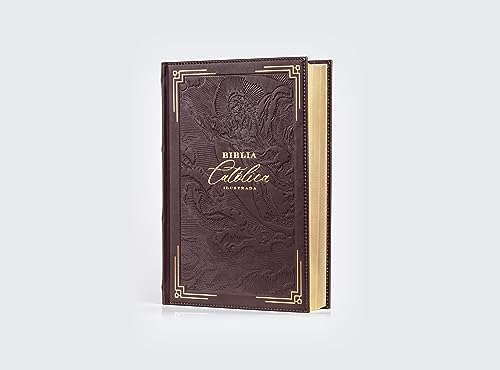 Biblia Católica, Ilustrada, Piel genuina, Café, Comfort Print (Spanish Edition)