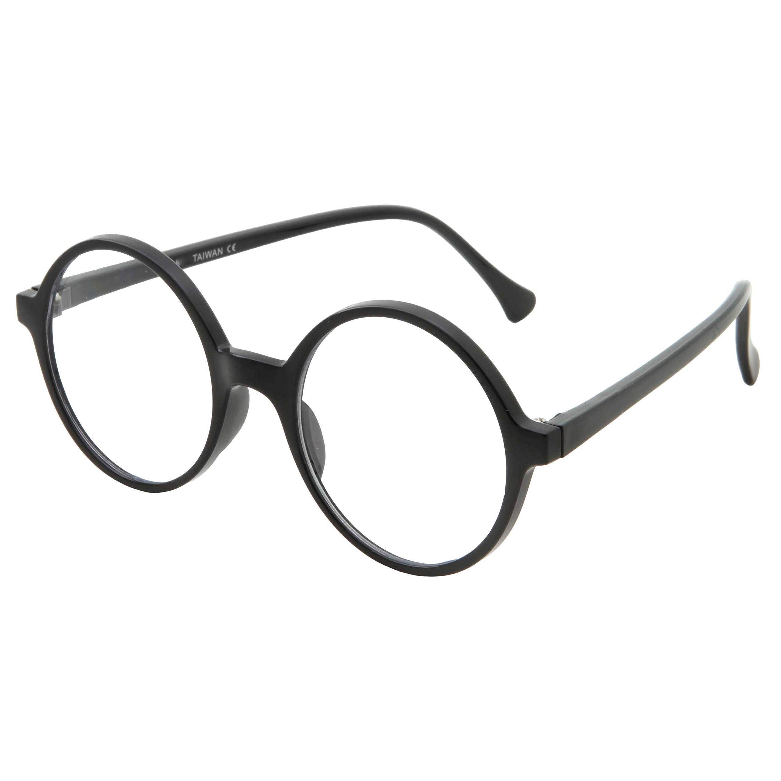 grinderPUNCH Costume Glasses | Thin Round Nerd Halloween Eyeglasses | Wizard Glasses | Adults (Black)