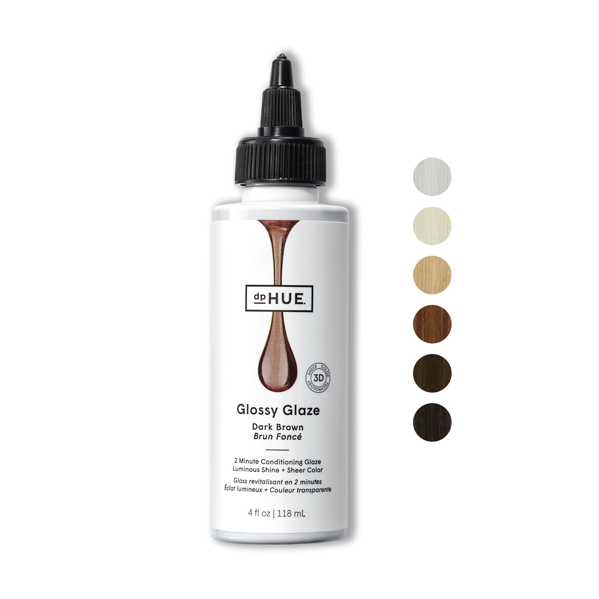 dpHUE Glossy Glaze, Dark Brown - 4 fl oz - In-Shower Conditioning Glaze for Luminous Shine & Sheer Color - Paraben, SLS & SLES Sulfate Free - Leaping Bunny Certified