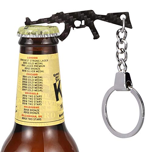 CRMPro Carbon Fiber Bottle Opener with Metal Keyring, Ultralight Keychain Bottle Openers for Outdoor Campaign Bar Restaurant, Portable Wine Opener Best Gift for Men Soldierā¦