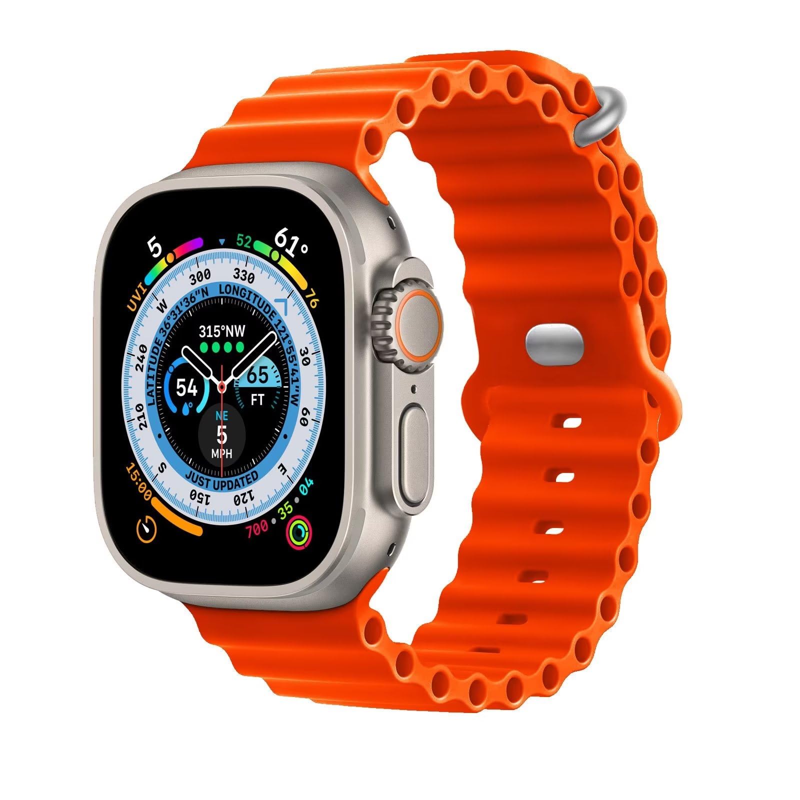 Ycysh Silicone Compatible with Apple Watch Ultra Ocean Band 49mm 45mm 44mm 42mm,Women Men Soft Sport Strap for iwatch Series Ultra 8 7 6 5 4 3 2 1 SE,Orange