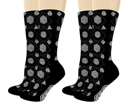 Nerd Gifts D20 Gift Set Lucky Gamer Socks Crit Hit Socks Natural 20 RPG 2-Pairs Novelty Crew Socks