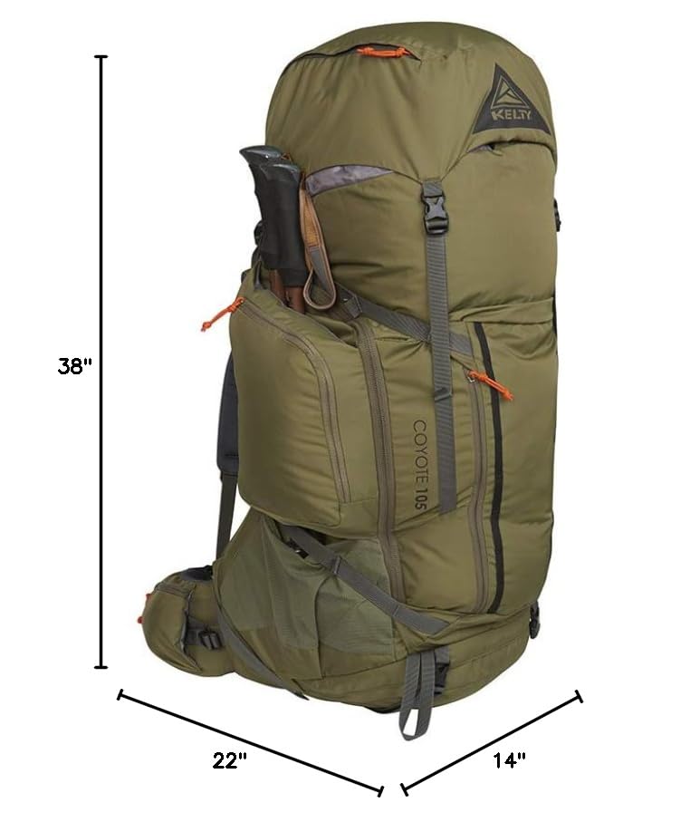 Kelty Coyote 60-105 Liter Internal Frame Backpack - Hiking, Backpacking, Travel, Hydration Compatible, Fully Adjustable (105L / Lyons Blue)