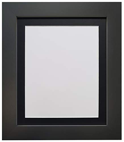 FRAMES BY POST FBPLONDONBLACKFRAMEWITHBLACKMT50404030CM 39 x 15 mm Wide London Photo Poster Frame for Picture 40 x 30cm, 50 x 40 Image Size 40 x 30 cm (Plastic Glass), Black