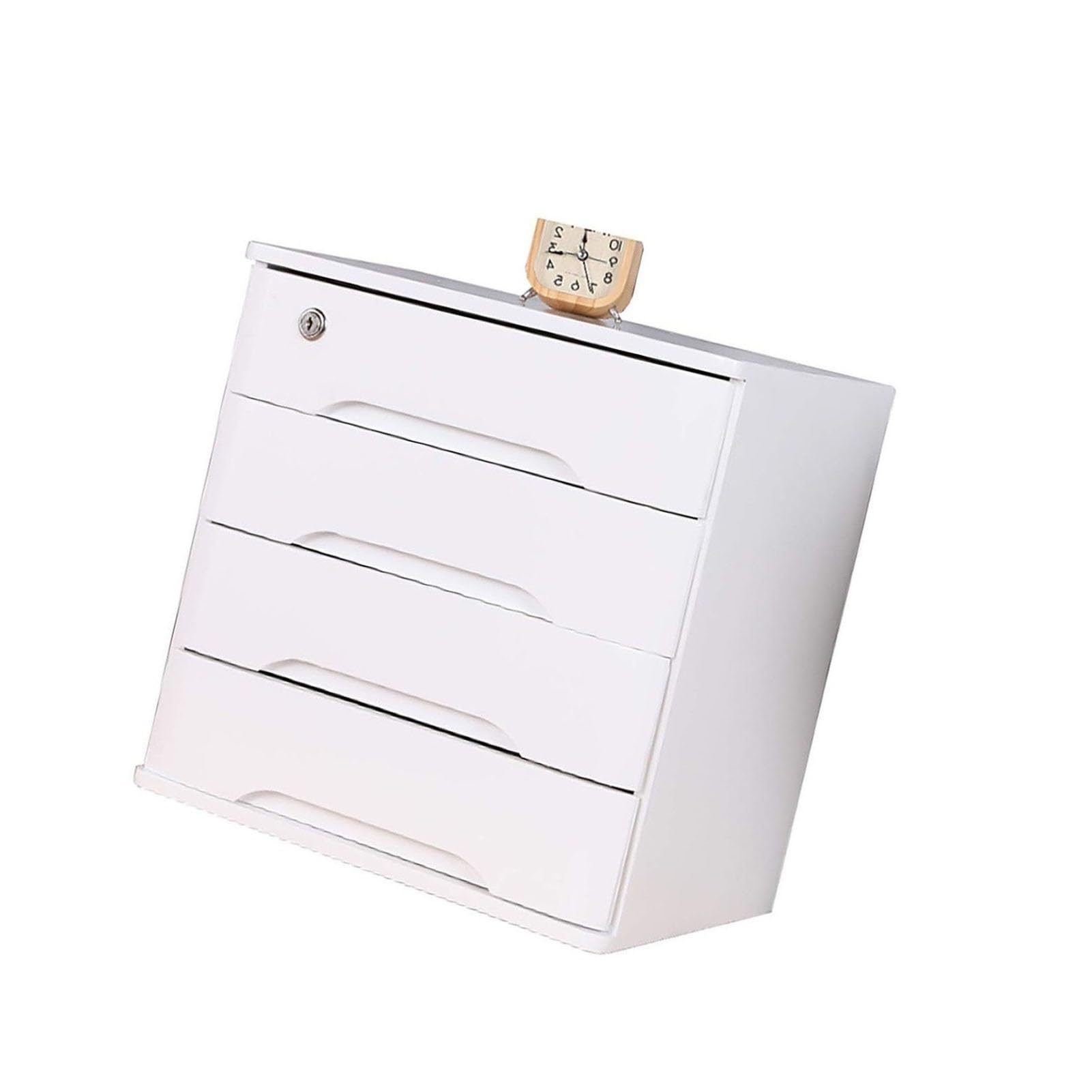 JAEFIT Desktop File Cabinet - Flat File Cabinet - Solid Wood Storage Box, Wooden Desktop Storage Box with Lockable Drawers, Office Supplies A4/Receipt File Organizer (Size : 4 Layer)