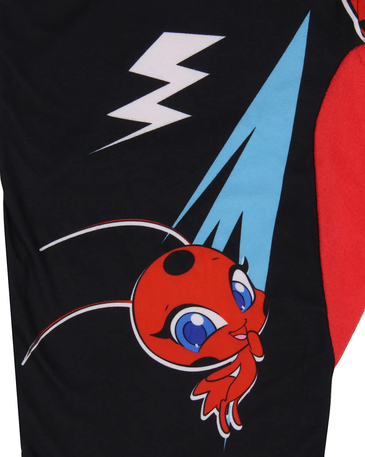 Komar Kids Miraculous Ladybug Girls Girl Power Full Zip Blanket Sleeper Hooded Pajama, 6 Black