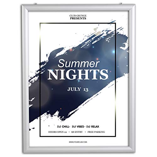 M&T Displays Portable Snap Poster Frame 36x48 Inch Silver 1.77" Aluminum Profile, Front Loading Wall Mounting Display for Photo Picture Document Certificate Mitered Corner Anti Glare Cover