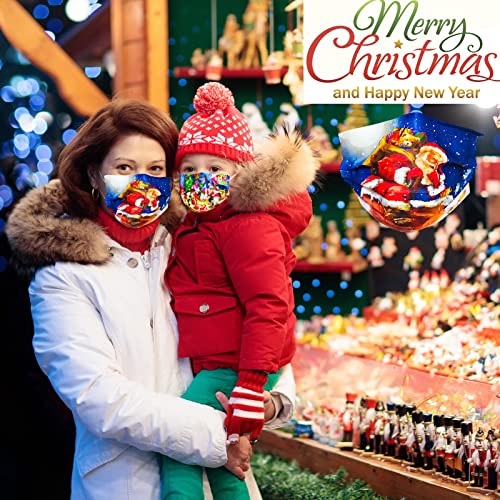50 Pack Christmas Disposable Face Mask Individually Wrapped,3 Ply Print Holiday Mask stocking stuffer Gift