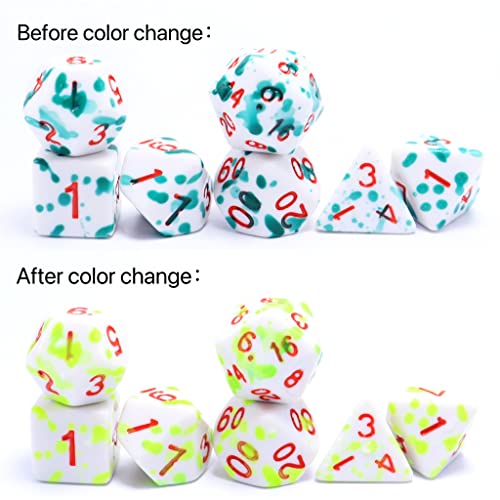 DND Game Dice Set Polyhedral - IDTQ Dungeons and Dragons Color Changes with Temperature Purple Red White Black Blue Yellow Green Dice Set RPG MTG Table Games 6sets D4 D6 D8 D10 D12 D20
