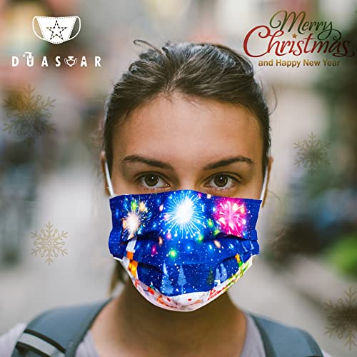 50 Pack Christmas Disposable Face Mask Individually Wrapped,3 Ply Print Holiday Mask stocking stuffer Gift
