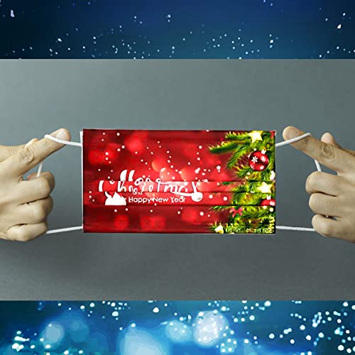 50 Pack Christmas Disposable Face Mask Individually Wrapped,3 Ply Print Holiday Mask stocking stuffer Gift