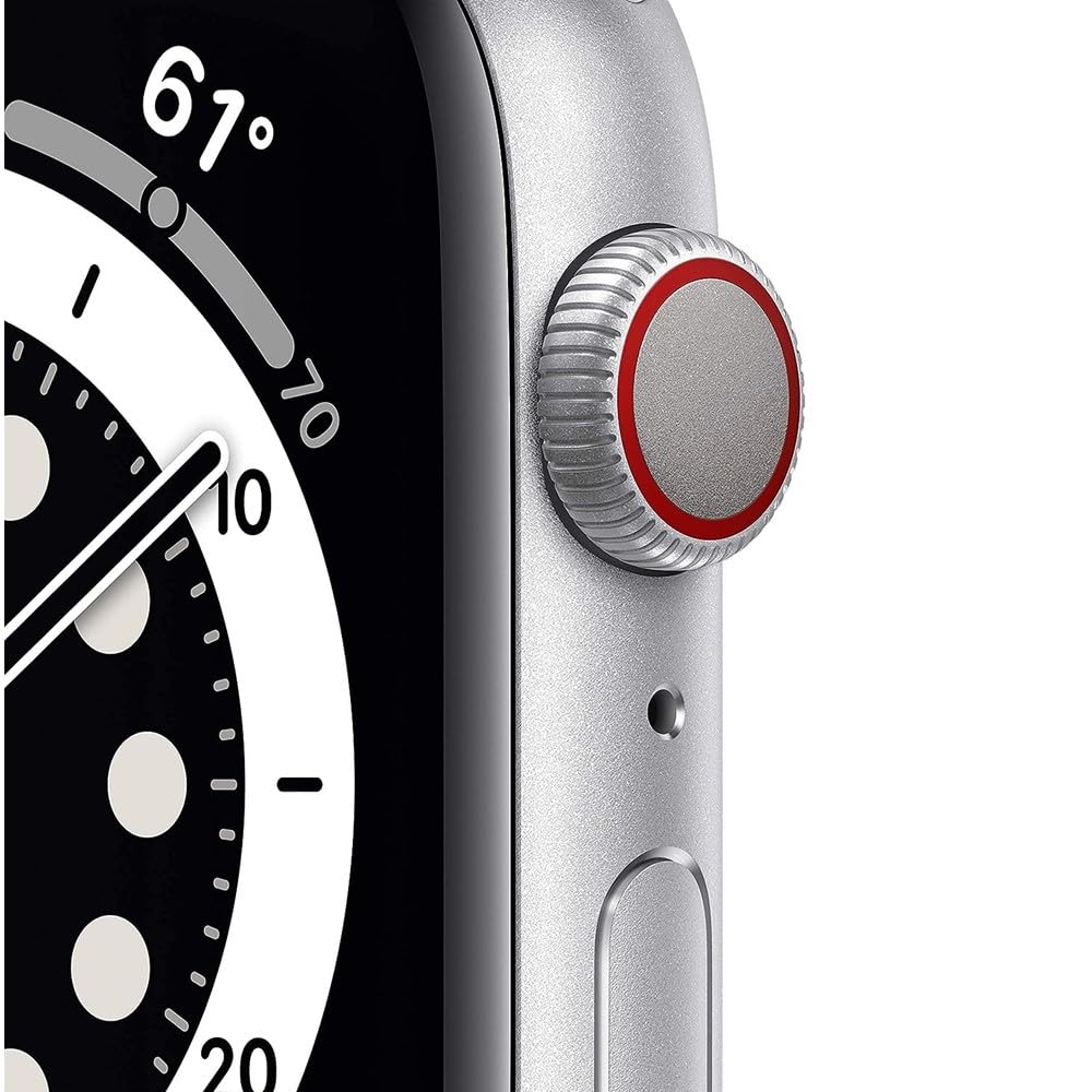 Apple Watch Series 6 (GPS + Cellular, 44mm) - Silver Aluminum Case with White Sport Band (Renewed)